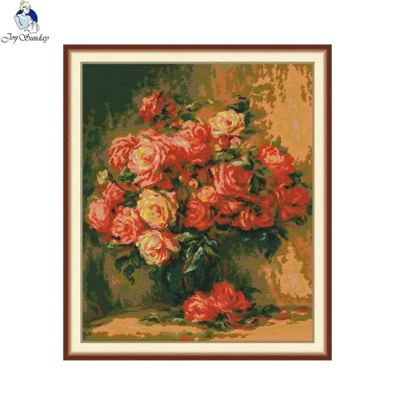 Наборы для вышивки крестом Joy Sunday Factory Store Цветочный 16CT White Cloth