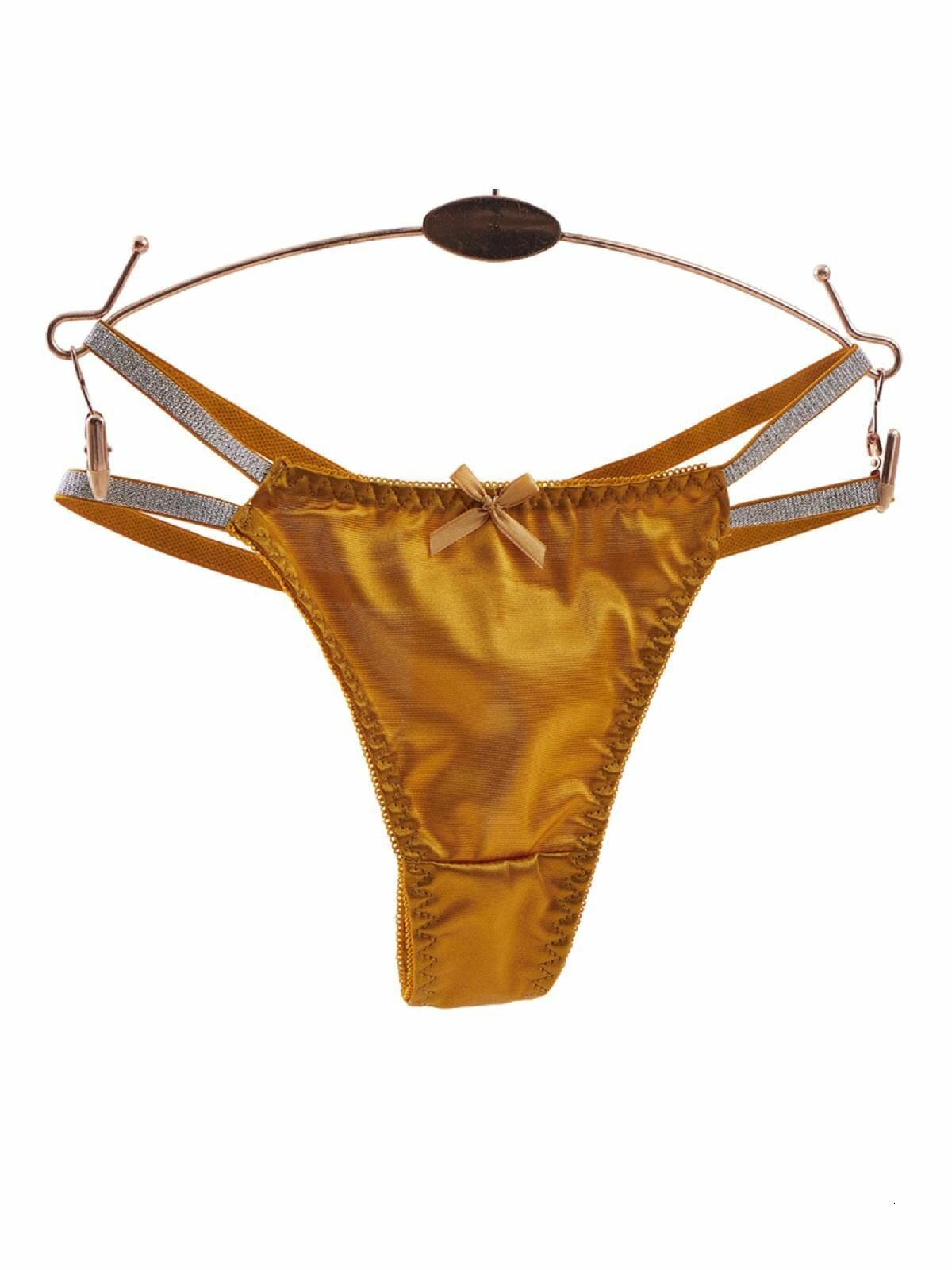 Сексуальные стринги с бантом, Желтый - Один размер