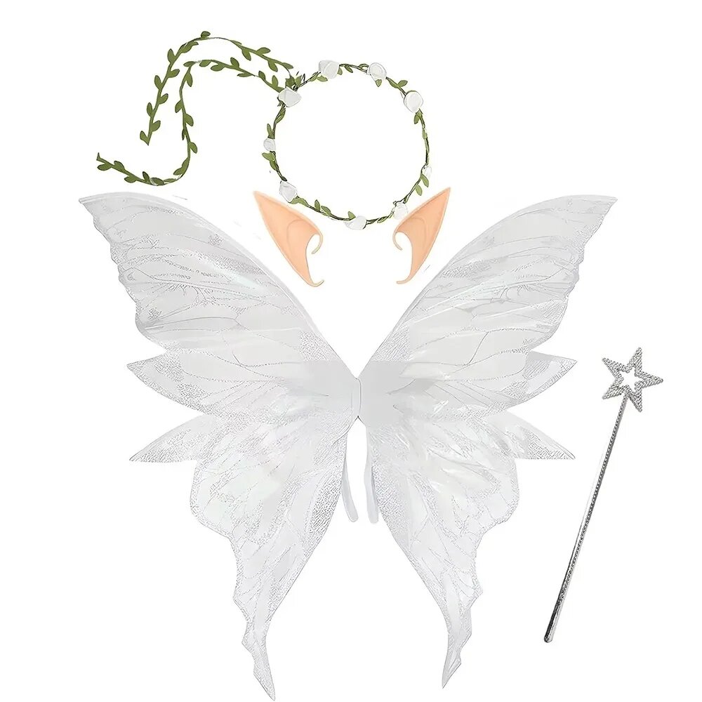 Крылья феи синие из полиэстера Серебряный, Silver