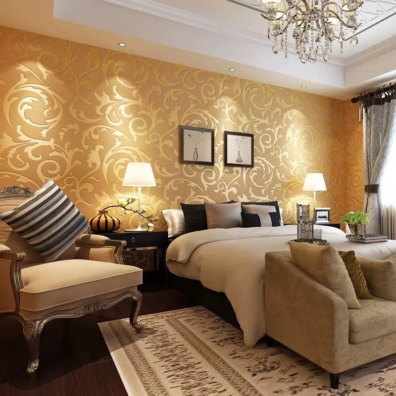 Виниловые обои Damask Silver Floral, Светло-Золотой 9.5MX0.53M