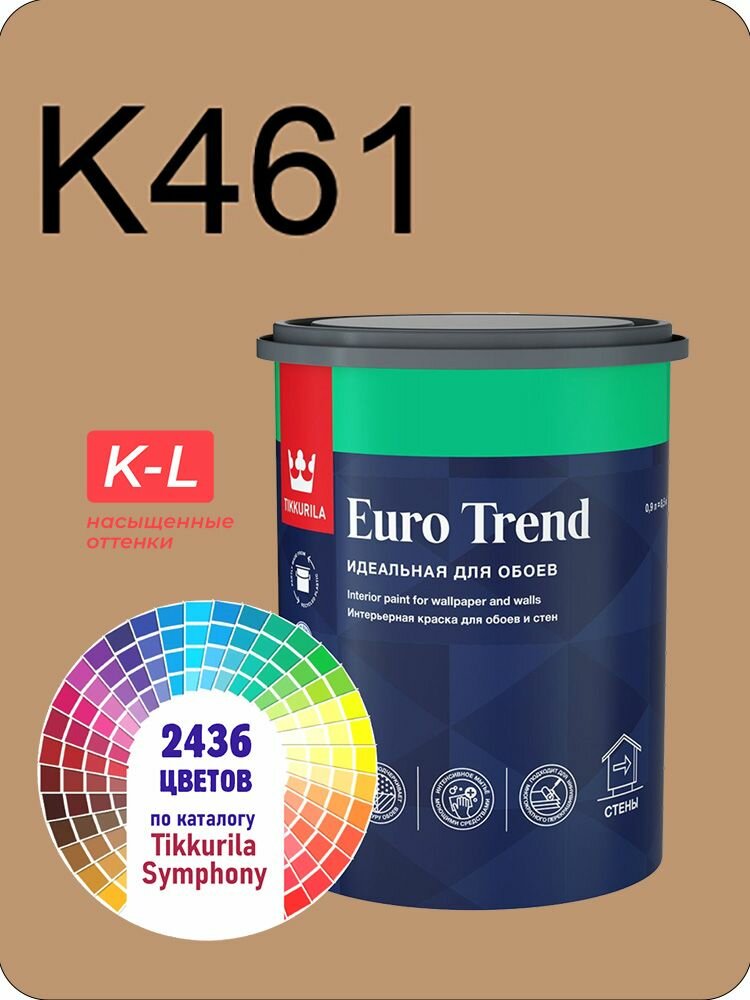 Краска для обоев Tikkurila Euro Trend 0,9л. насыщенные оттенки K461