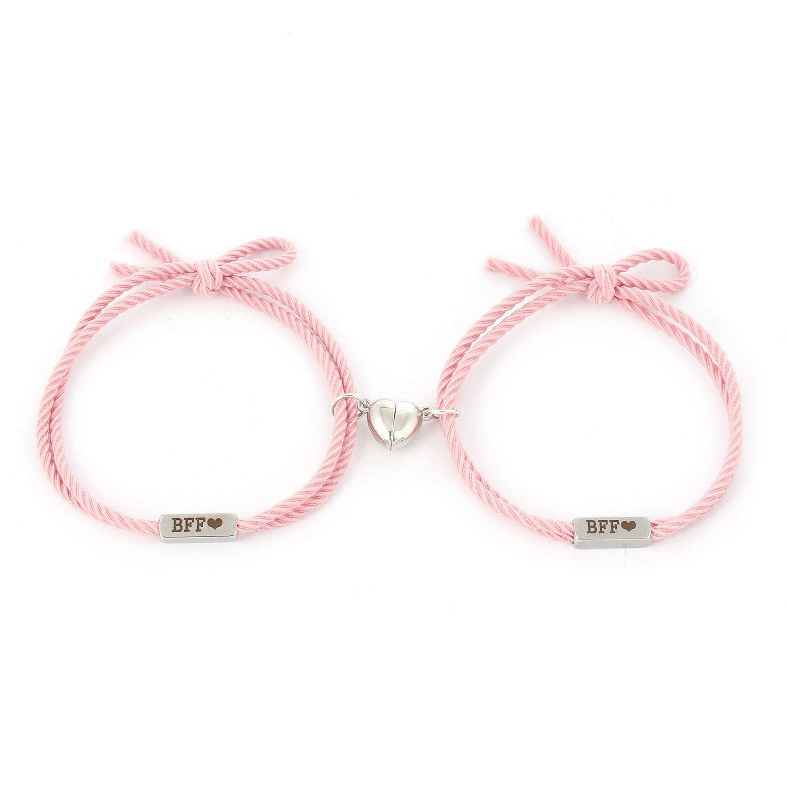 2 браслета из нержавеющей стали для дружбы и отношений, Розовый