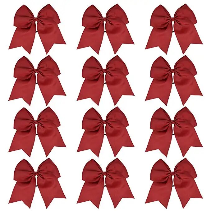 Большие банты для черлидинга 6 дюймов, набор из 12 штук Бордовый, бордовый