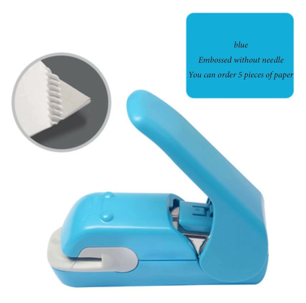 Металлический степлер без скоб Голубой, A-1