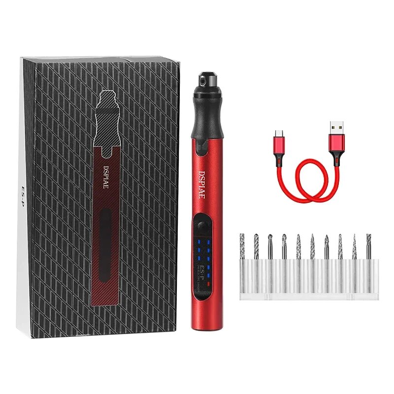 Электрическая заточка DSPIAE ES-P, шлифовальная ручка с шлифовальной головкой GH-10, мини-шлифовальная машина, заточка, инструменты для моделирования типа C, GH-10 Set