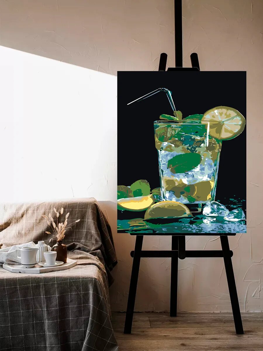 Картина по номерам Стакан Мохито Коктейль Лимонад