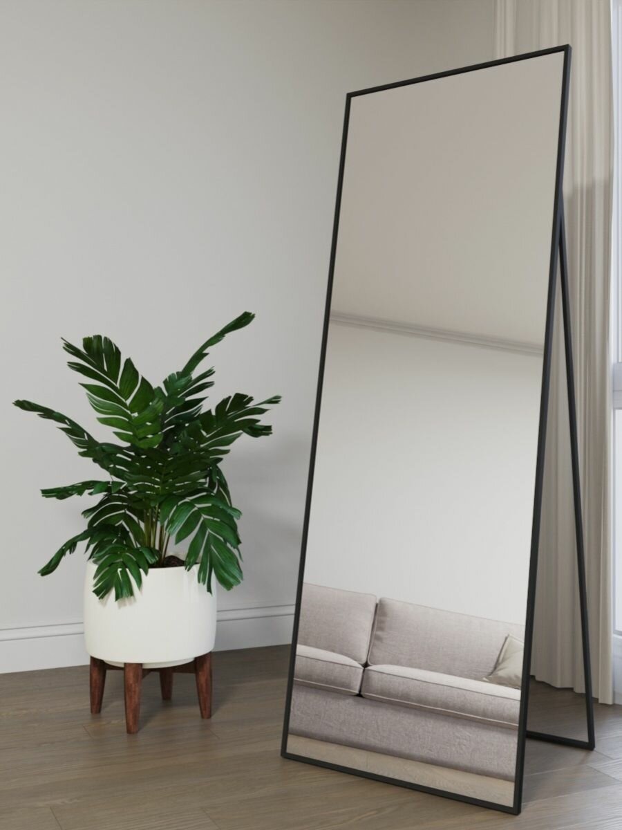 Зеркало настенное 170х60 см. BLX MIRROR интерьерное в алюминиевой раме напольное, Черное