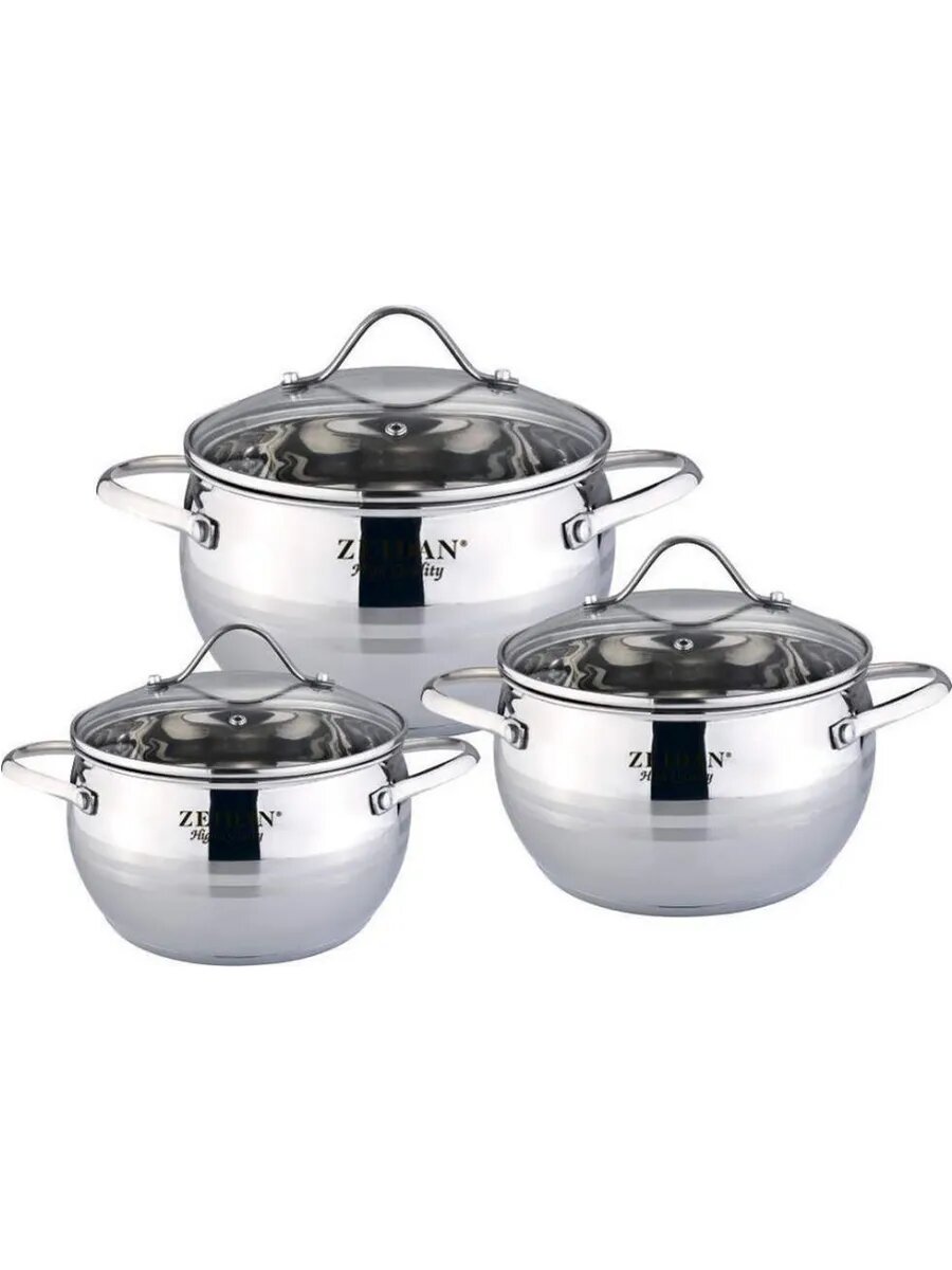 Набор стальных кастрюль Z-50624 2.1л, 3л, 4л