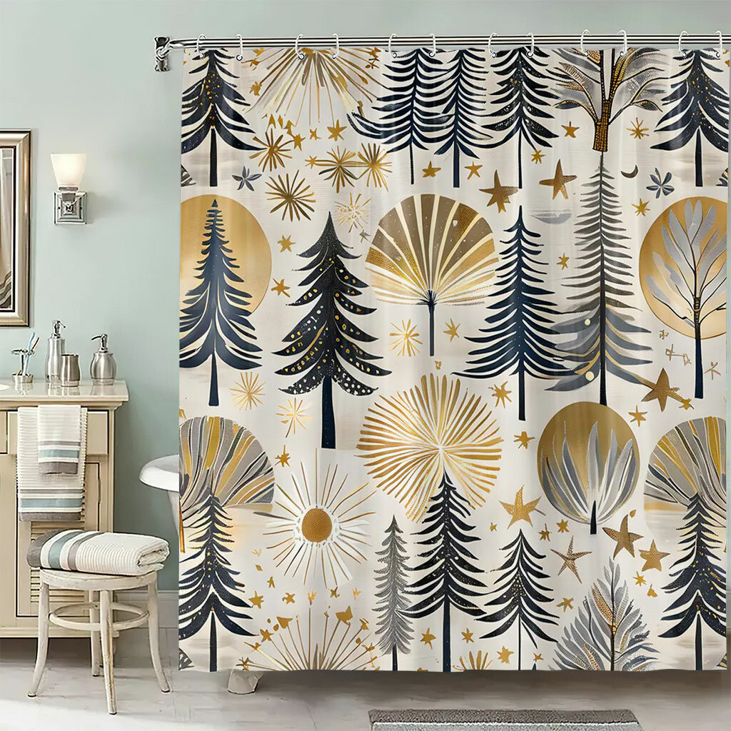 Штора Для Ванной Тканевая, Высота 180 См, Ширина 180 См, Высота 200 См, Ширина 200 См, усиленные Крючки, 12 Штук