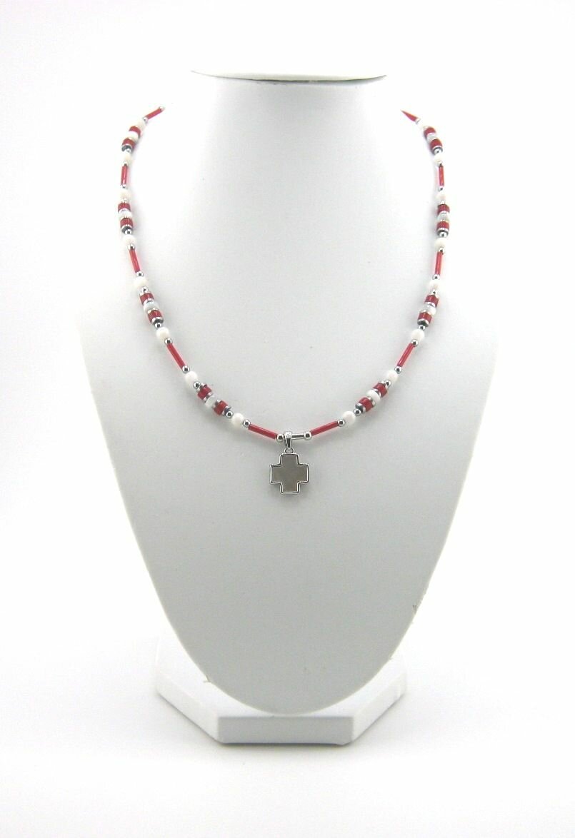 Чокер, перламутр, металл