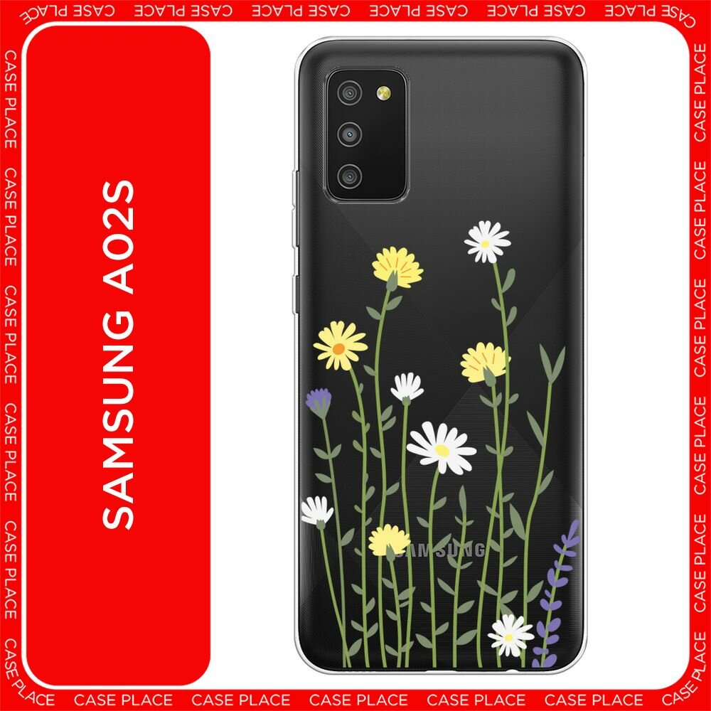 Чехол на Samsung Galaxy A02s / Самсунг Галакси A02s с принтом "Пучок полевых цветов", прозрачный