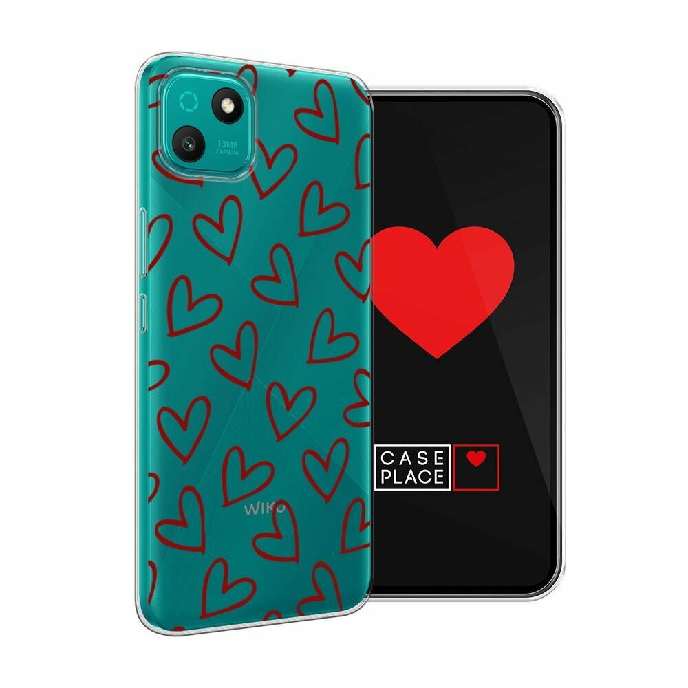 Чехол на Wiko T10 / Вико Т10 с принтом "Little hearts doodles 2 - 14 февраля", прозрачный — фото 1