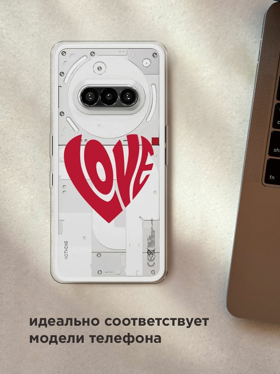 Чехол на Nothing Phone 3a / Нотинг Фон 3а с принтом "Love heart 2 - 14 февраля", прозрачный — фото 1