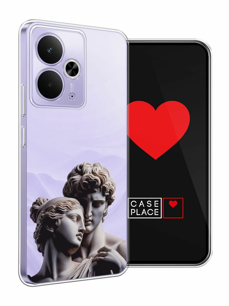 Чехол на Realme 14T / Реалми 14Т с принтом "Нежные скульптуры - 14 февраля", прозрачный — фото 1