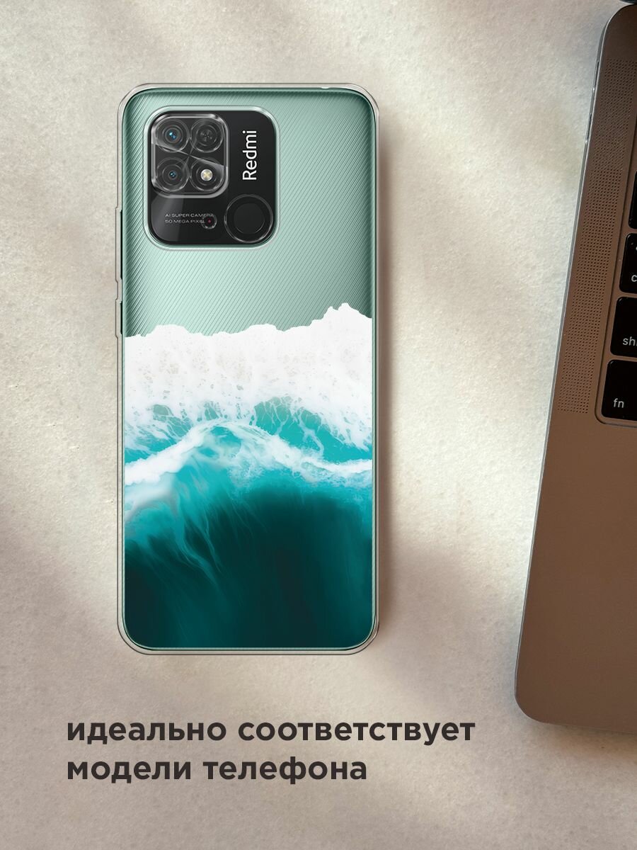 Чехол на Xiaomi Redmi 10C / Сяоми Редми 10C с принтом "Большая волна", прозрачный — фото 1