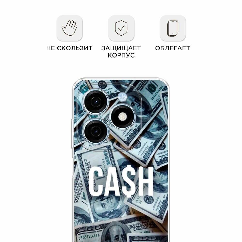 Силиконовый чехол на Tecno Spark 20 / Текно Спарк 20 с принтом "Cash" — фото 1
