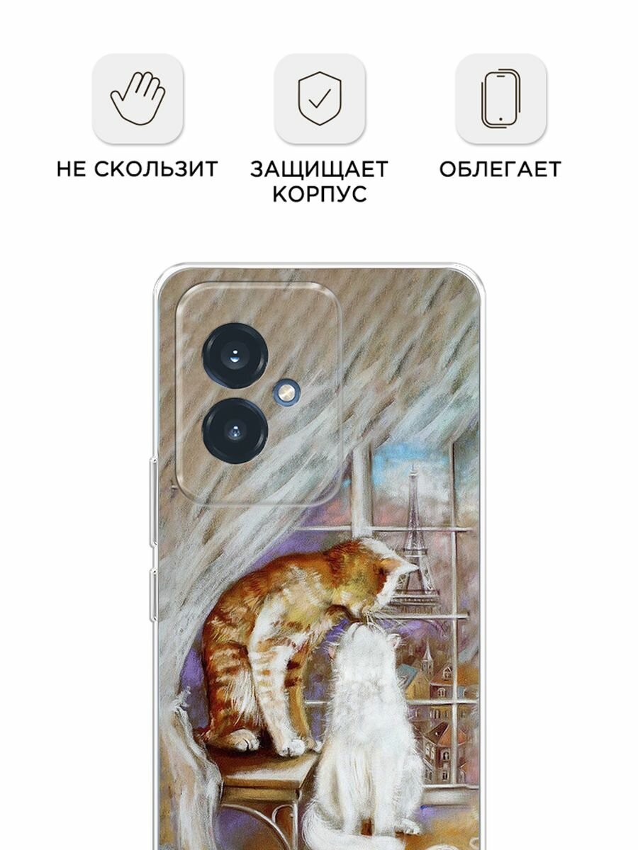 Чехол на Honor 100 / Хонор 100 с принтом "Влюбленные котики 1" — фото 1