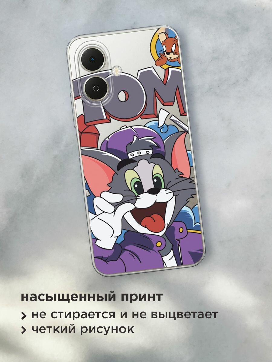 Чехол на Tecno Spark Go 2 / Текно Спарк Го 2 с принтом "Том в кепке", прозрачный — фото 1