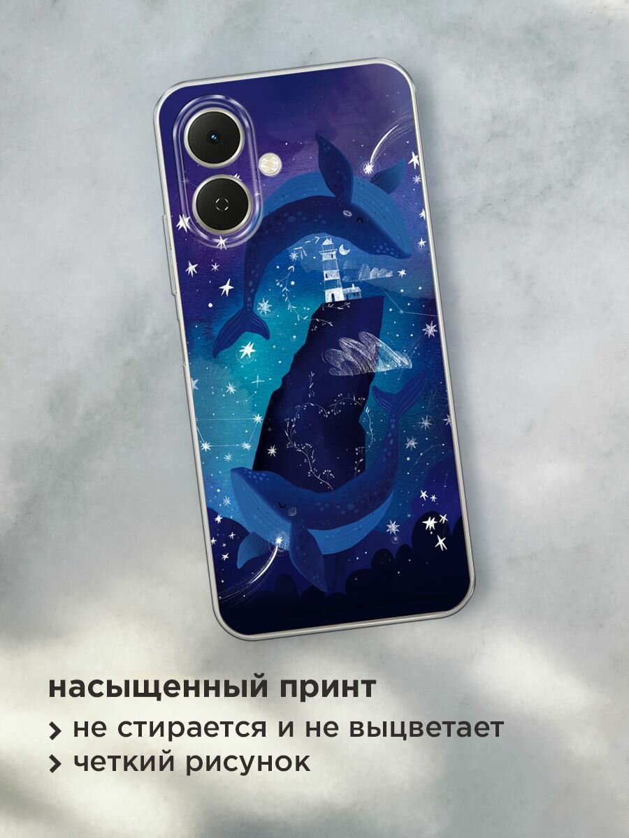 Чехол на Tecno Spark Go 2 / Текно Спарк Го 2 с принтом "Ночные киты" — фото 1