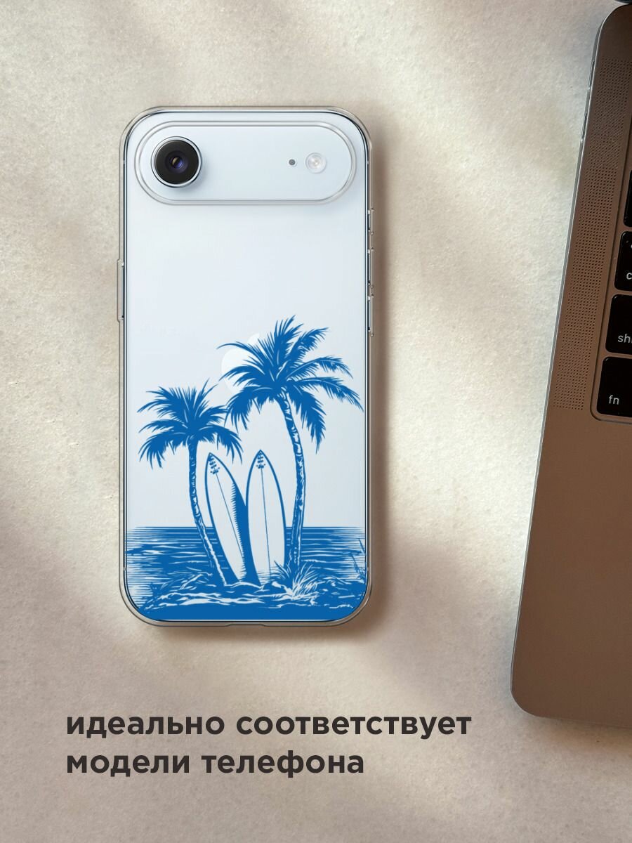Чехол на Apple iPhone Air / Айфон Айр с принтом "Сёрфинг на островах 1", прозрачный — фото 1