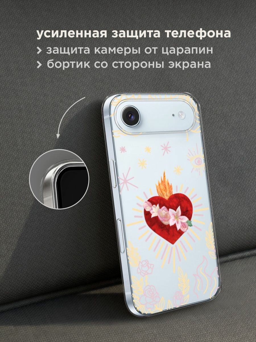 Чехол на Apple iPhone Air / Айфон Айр с принтом "Сердце в цветах", прозрачный — фото 1