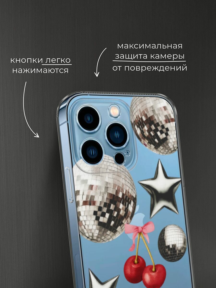 Чехол на Apple iPhone 13 Pro / Айфон 13 Про с принтом "Стильная подборка", прозрачный — фото 1