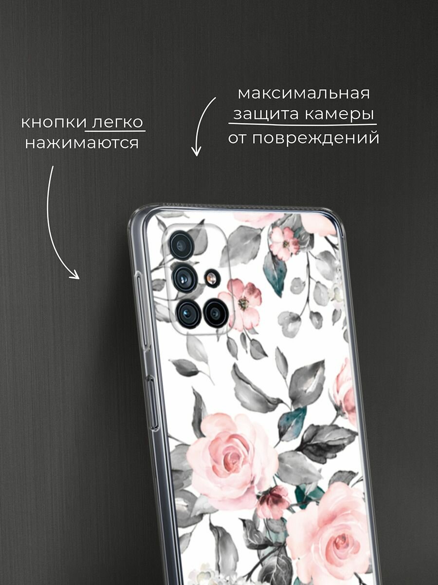 Чехол на Samsung Galaxy M31s / Самсунг Галакси M31s с принтом "Розы на белом" — фото 1