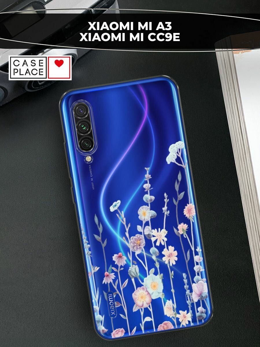 Чехол на Xiaomi Mi CC9E/Mi A3 / Сяоми Mi CC9E/Mi A3 с принтом "Нежные полевые цветы"