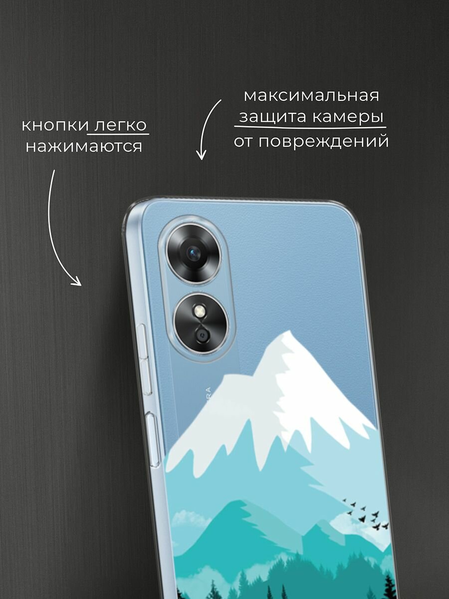 Чехол на Oppo A17 / Оппо A17 с принтом "Синяя снежная гора", прозрачный — фото 1