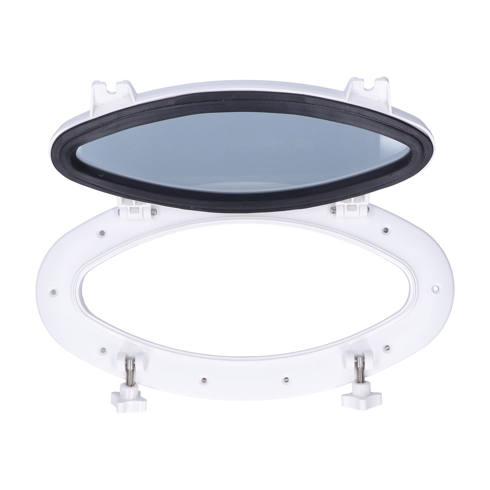 Белое овальное иллюминаторное окно из закаленного стекла для морских судов, яхт, автодомов, 16 x 8‑5/8 дюймов.