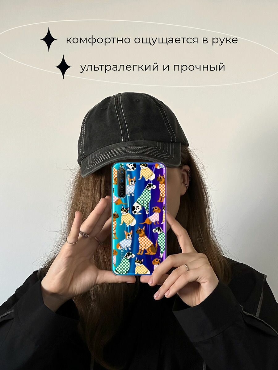 Чехол на Realme XT / Реалми XT с принтом "Крутые песели", прозрачный — фото 1