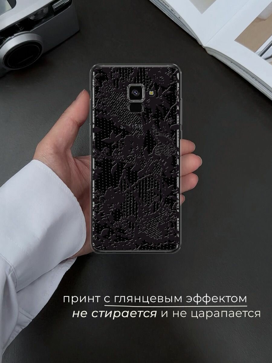 Чехол на Samsung Galaxy A8 + / Самсунг Галакси А8 Плюс 2018 с принтом "Черная сетка" — фото 1