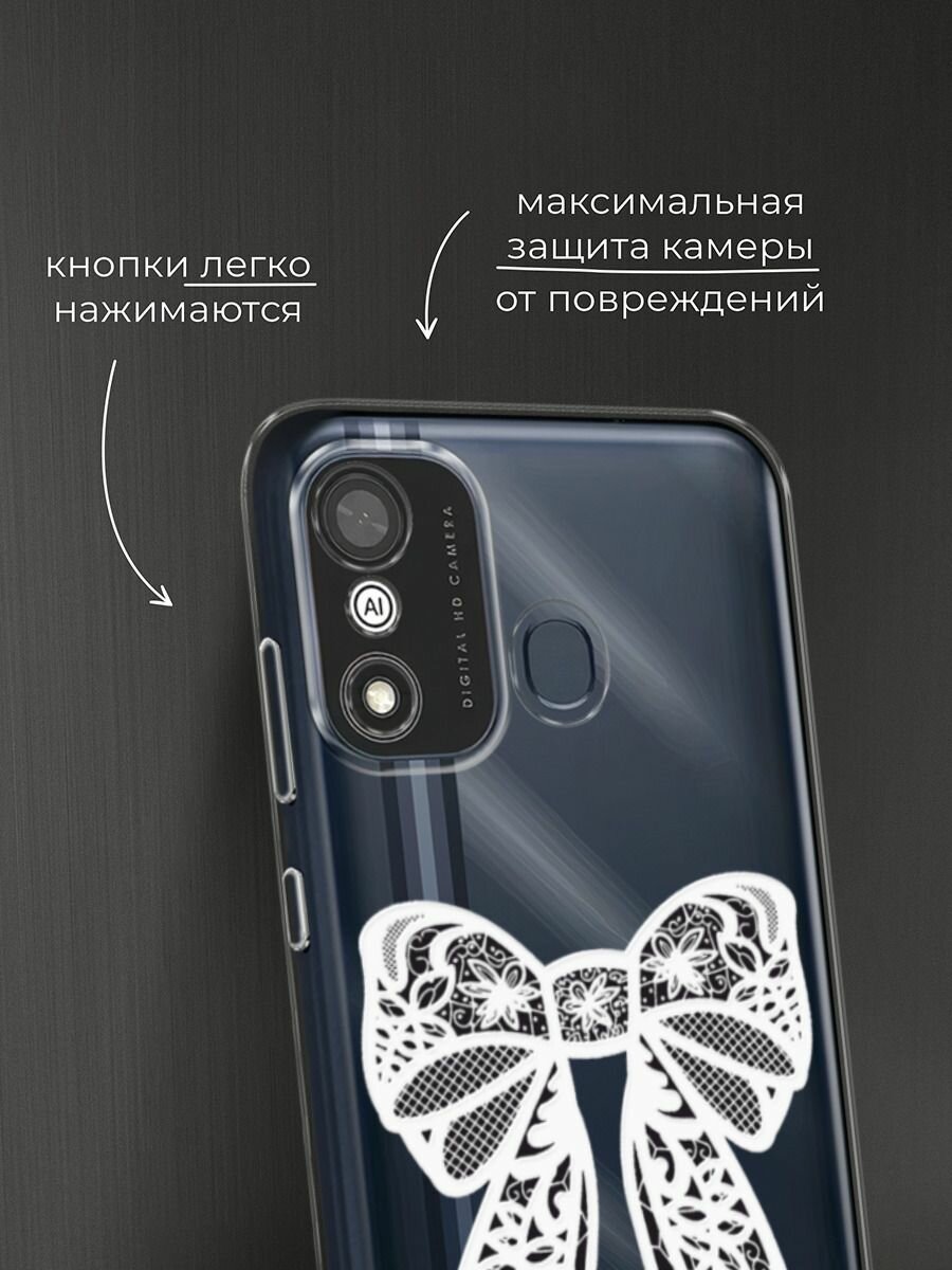 Чехол на Itel A27 / Ител А27 с принтом "Черно-белый бант 2" — фото 1