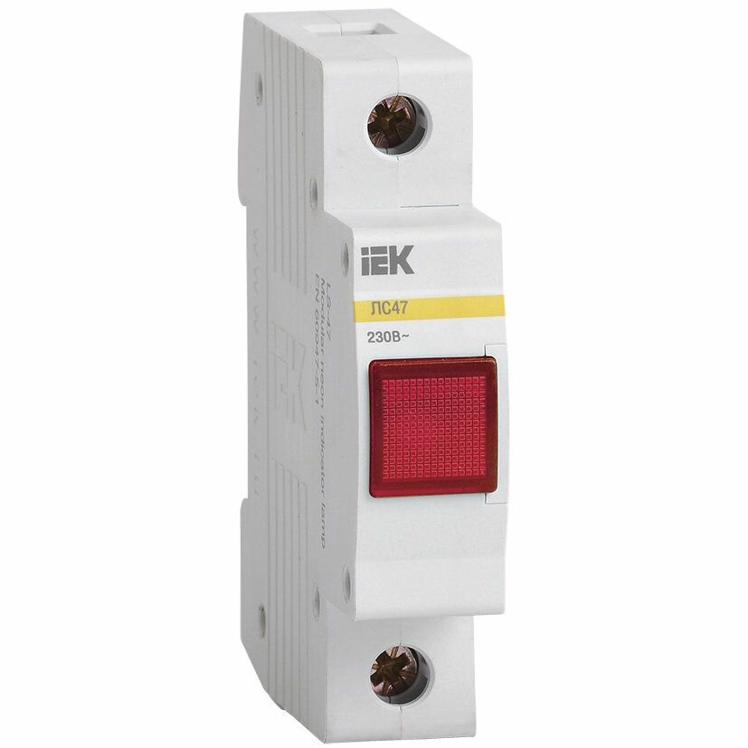 Лампа сигнальная IEK ЛС-47, красная, DIN 1P, неон, защита IP20