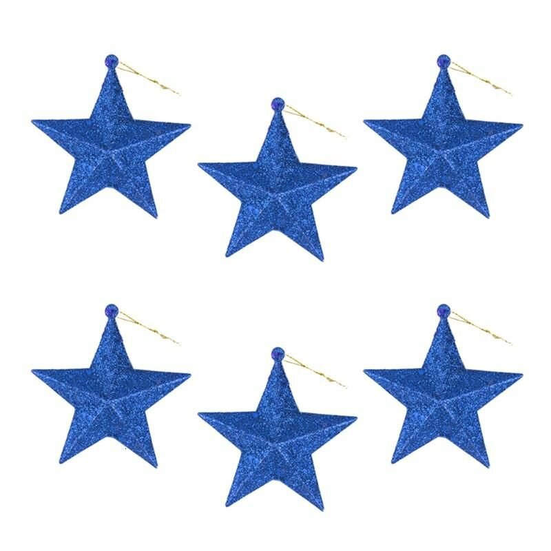 Рождественские звезды 6 шт, Синий