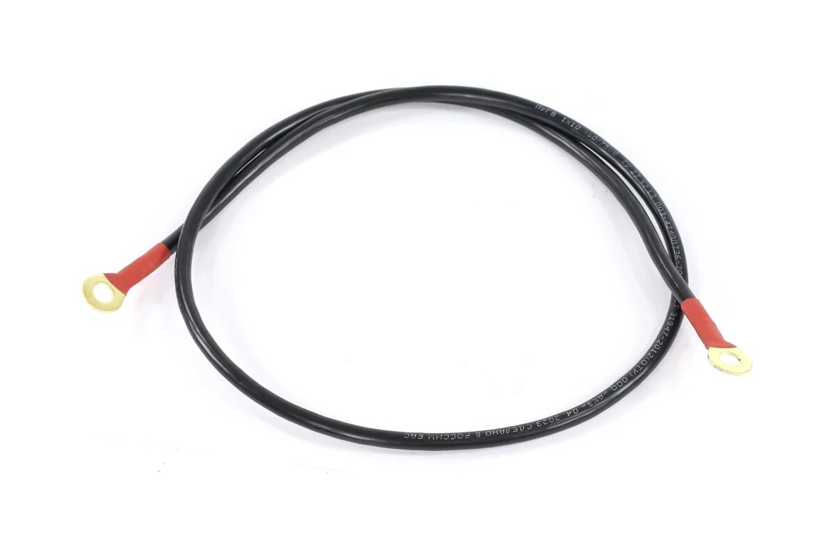 VOLTON Провод массы 100 см, сечение 10 мм, гибкий медный кабель VLTPM10010 с изоляцией ПВХ