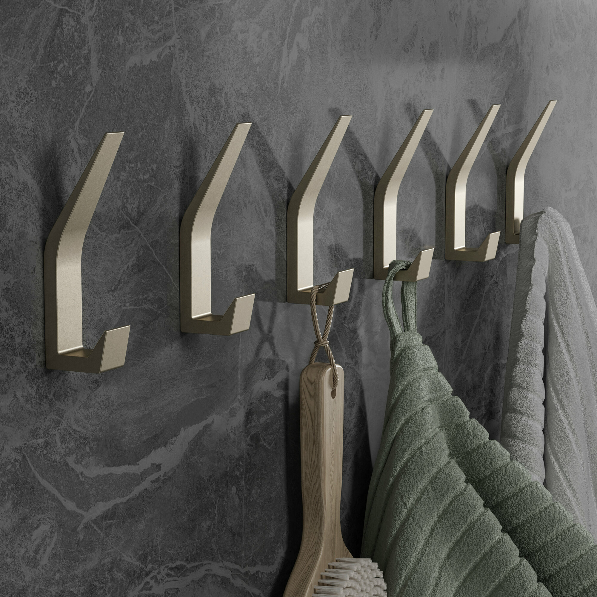 Крючок настенный Мебельно "Лофт", ABS-пластик, цвет матовое золото, 6 шт.