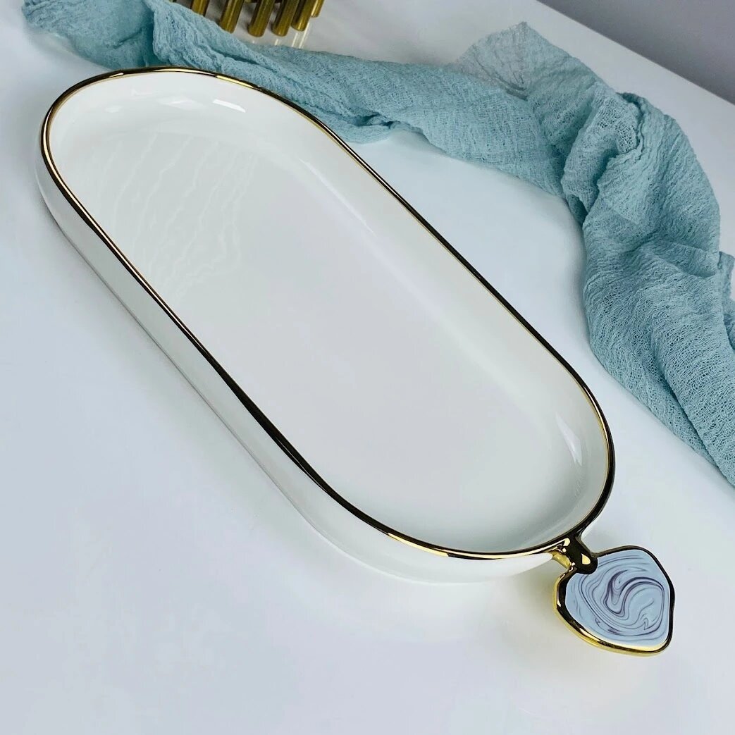 Овальное блюдо 35,5х16,5з3см лазурит Фарфор 133-470 118-133-470