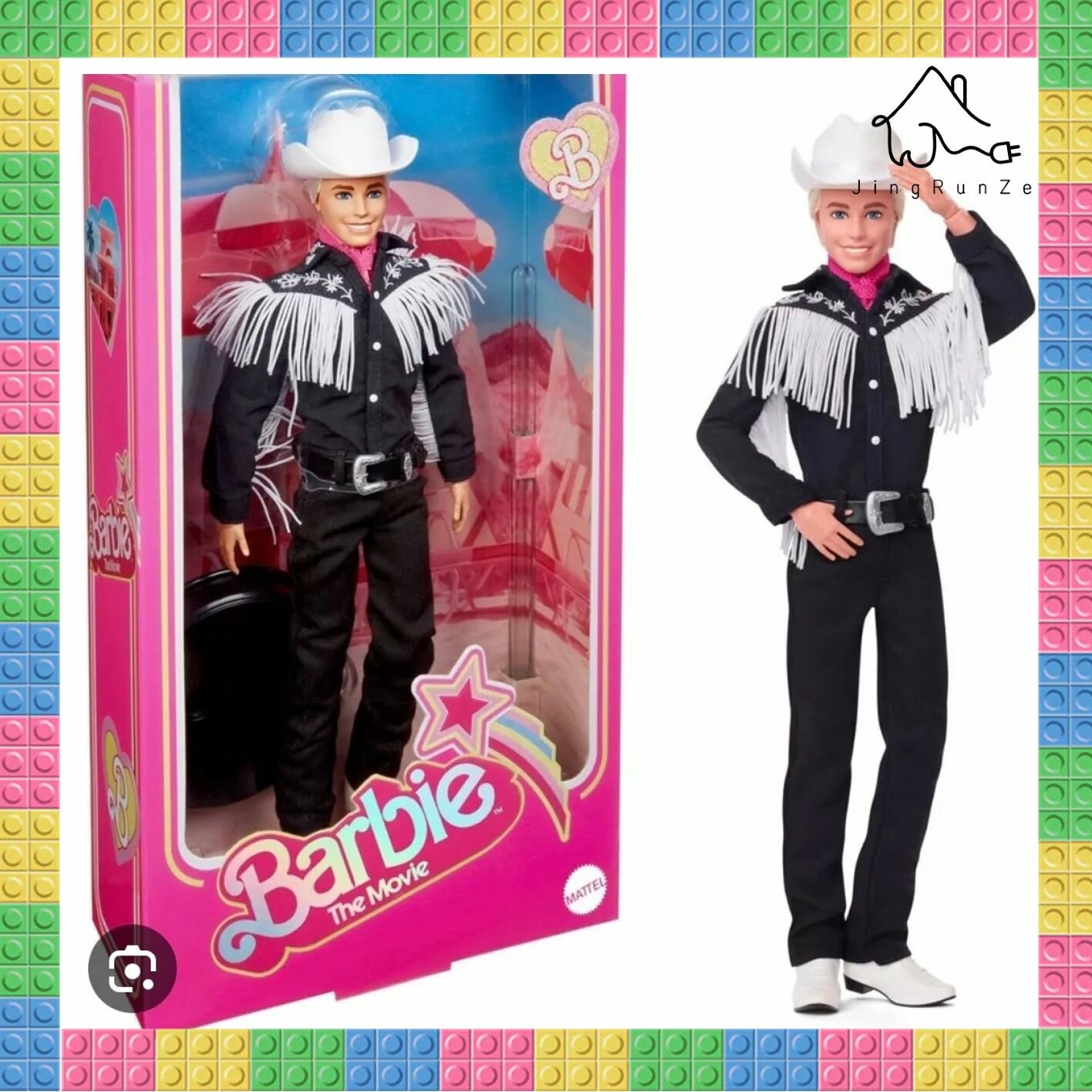 Барби, кукла Кен из фильма, черно-белый костюм в западном стиле, включая розовый шарф, HRF30, коллекция киноверсий
