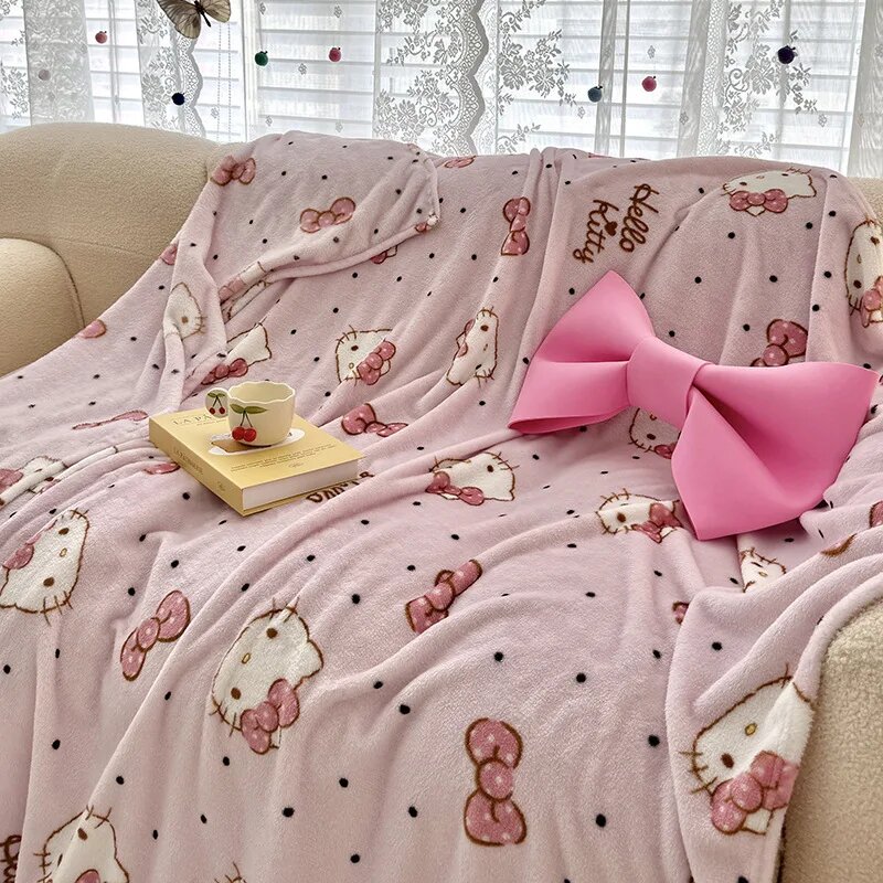 Плюшевое одеяло Hello Kitty розовое 200x230 см