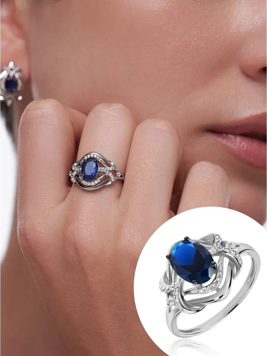 Кольцо тонкое, серебро, 925 проба, родирование, фианит