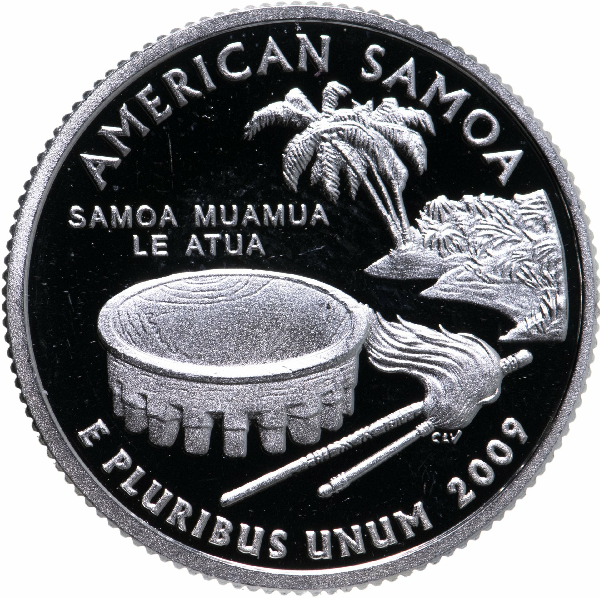 США 25 центов квотер, 1/4 доллара, quarter dollar 2009 Американское Самоа, знак монетного двора "S" - Сан-Франциско, Мельхиор медь-никель 900