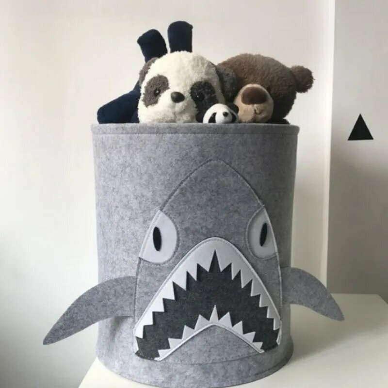 Корзина для игрушек, Войлочное ведро для хранения, корзина для грязной одежды, которую можно стирать, акула