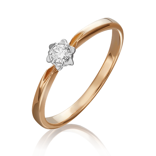 Кольцо, комбинированное золото, 585 проба, бриллиант