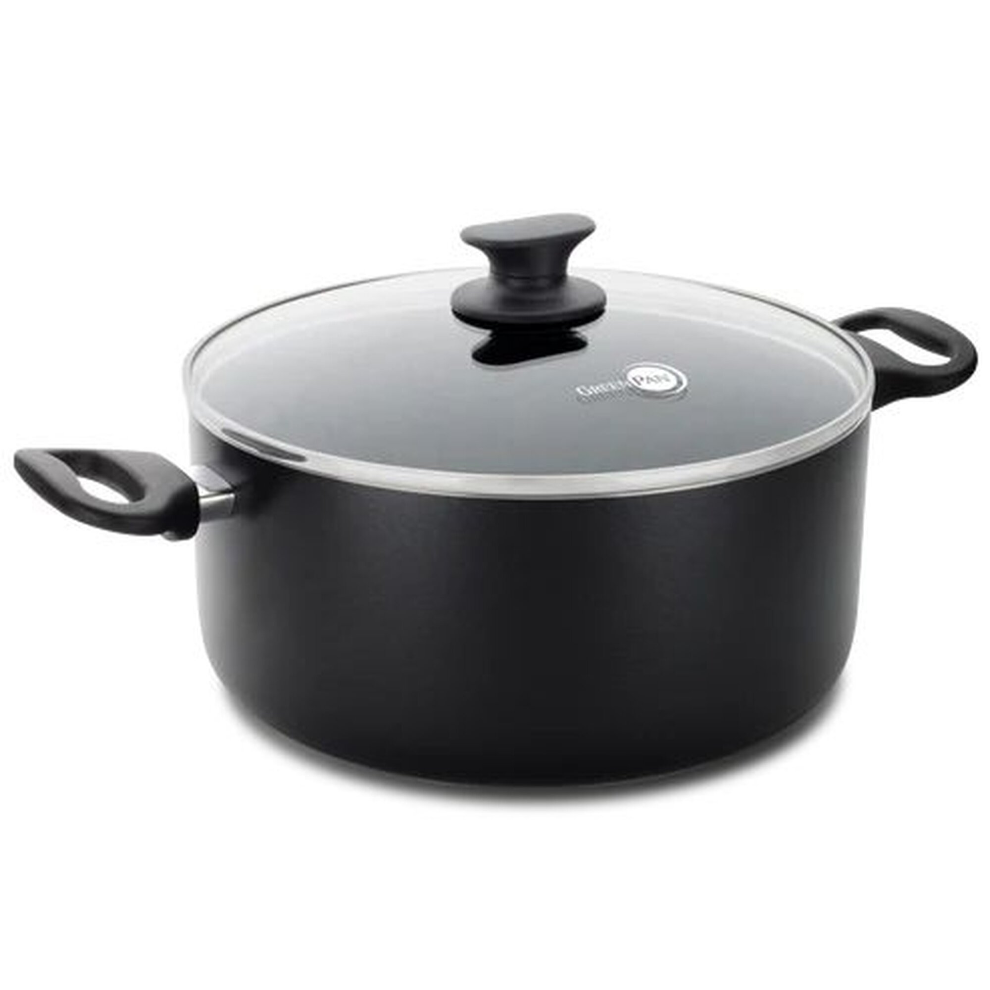 Кастрюля с крышкой GreenPan Cambridge 24 см 4,9 л из алюминия цвет черный-CW-CW002320-002