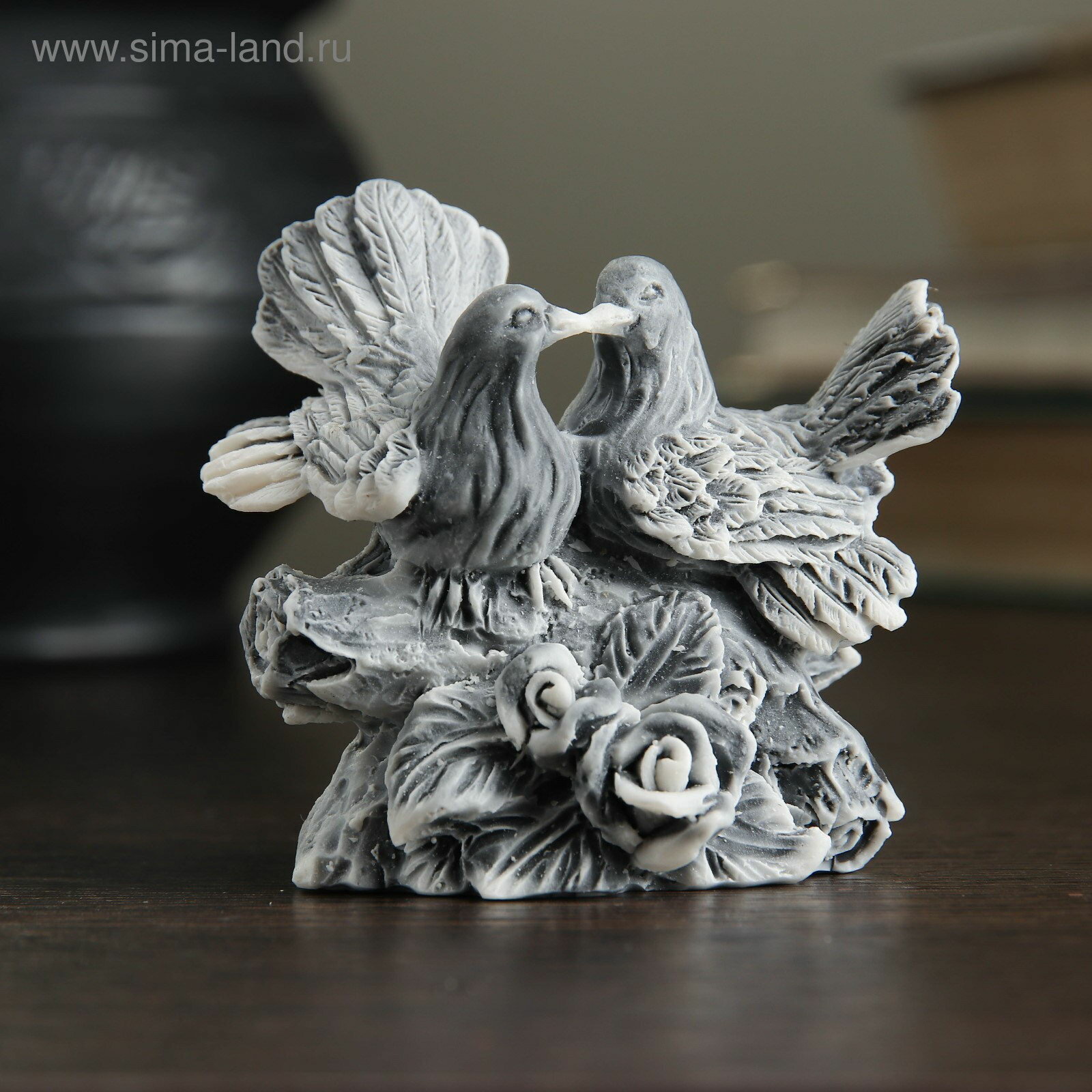 Фигурка "Голуби на ветке", 6 см, форма фигуры: голубь, цвет: серый