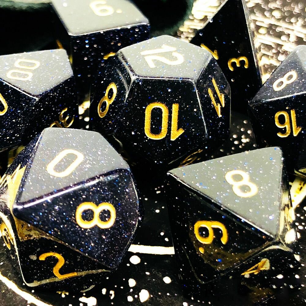 Baldur's Gate 3, DnD dice, кости из натуральных драгоценных камней, игральные кости "Подземелья и драконы", природный камень, 7 штук, синий песчаник.