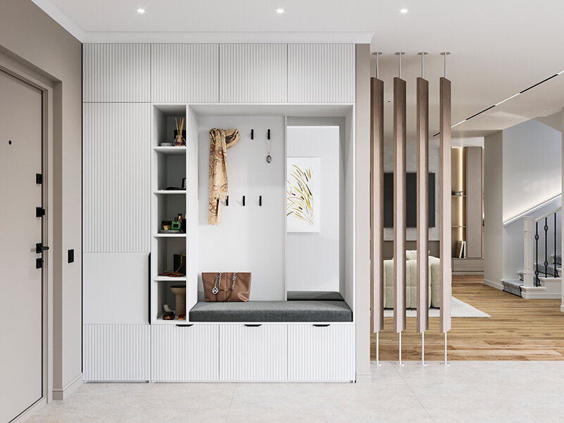 Прихожая в коридор "Тайлер 6" 180х240х50 Белый / Лотос