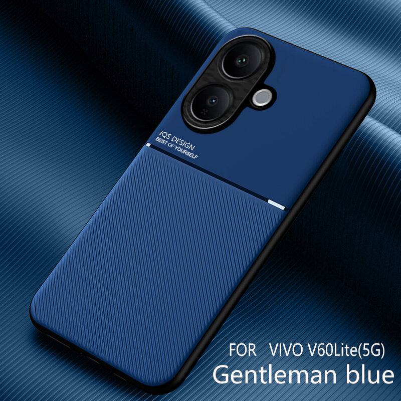 Чехол для Vivo V60 Lite / Виво В60 Лайт, soft touch, накладка, искусственная кожа, поликарбонат (PC), защита камеры, ударопрочный, усиленные углы, Vivo, Vivo V60 Lite, blue,