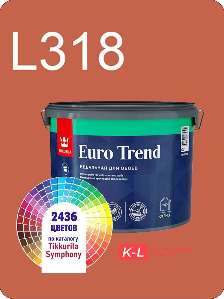 Краска для обоев Tikkurila Euro Trend 9л. насыщенные оттенки L318